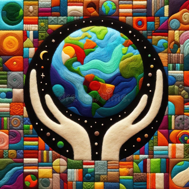 Felt Art Patchwork, Earth Day Concept, World Environment Day Stock ...