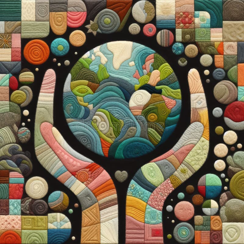 Felt Art Patchwork, Earth Day Concept, World Environment Day Stock Illustration - Illustration ...