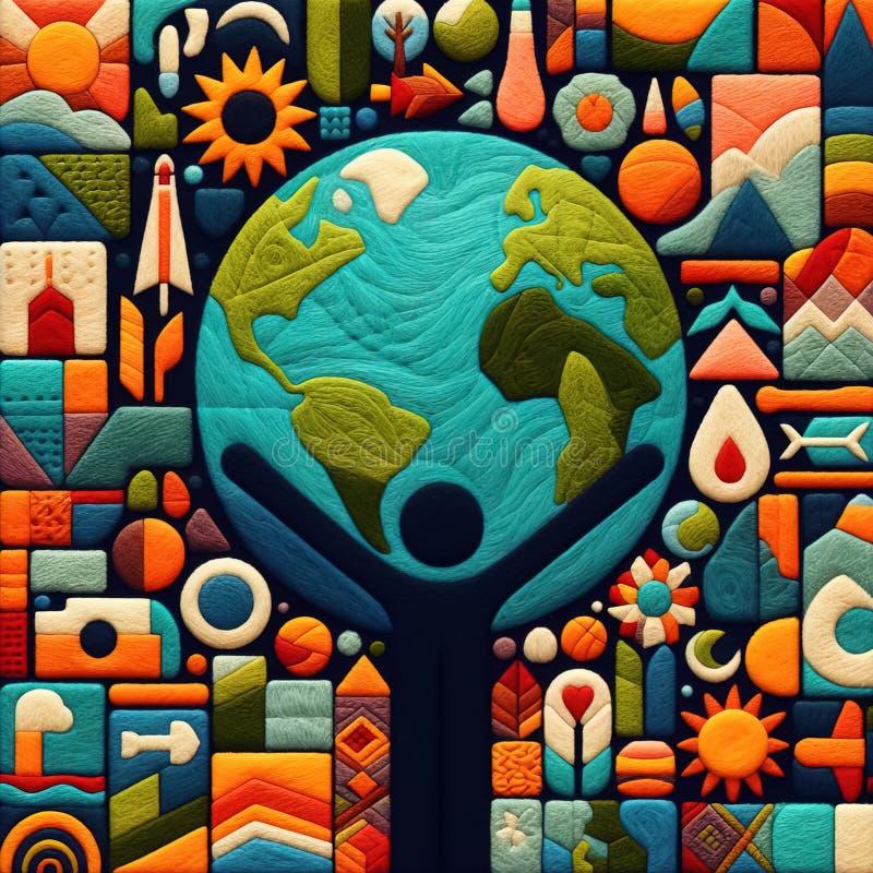 Felt Art Patchwork, Earth Day Concept, World Environment Day ...