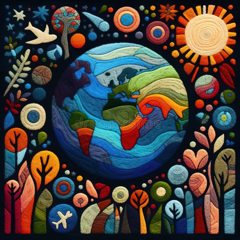 Felt Art Patchwork, Earth Day Concept, World Environment Day ...