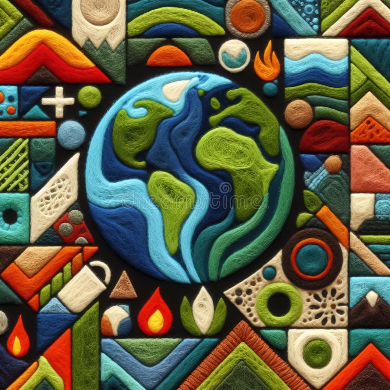 Felt Art Patchwork, Earth Day Concept, World Environment Day ...