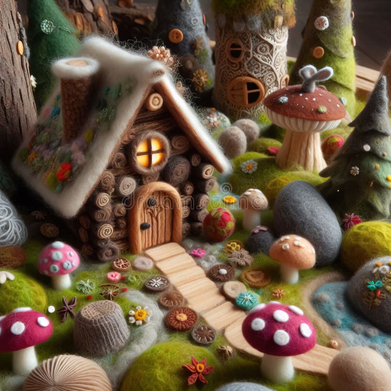 Felt Art Patchwork, Fantasy Home of Tiny Wood Dweller in Forest ...