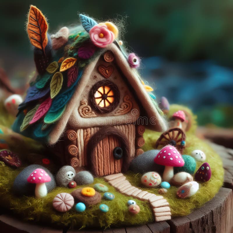 Felt Art Patchwork, Fantasy Home of Tiny Wood Dweller in Forest ...