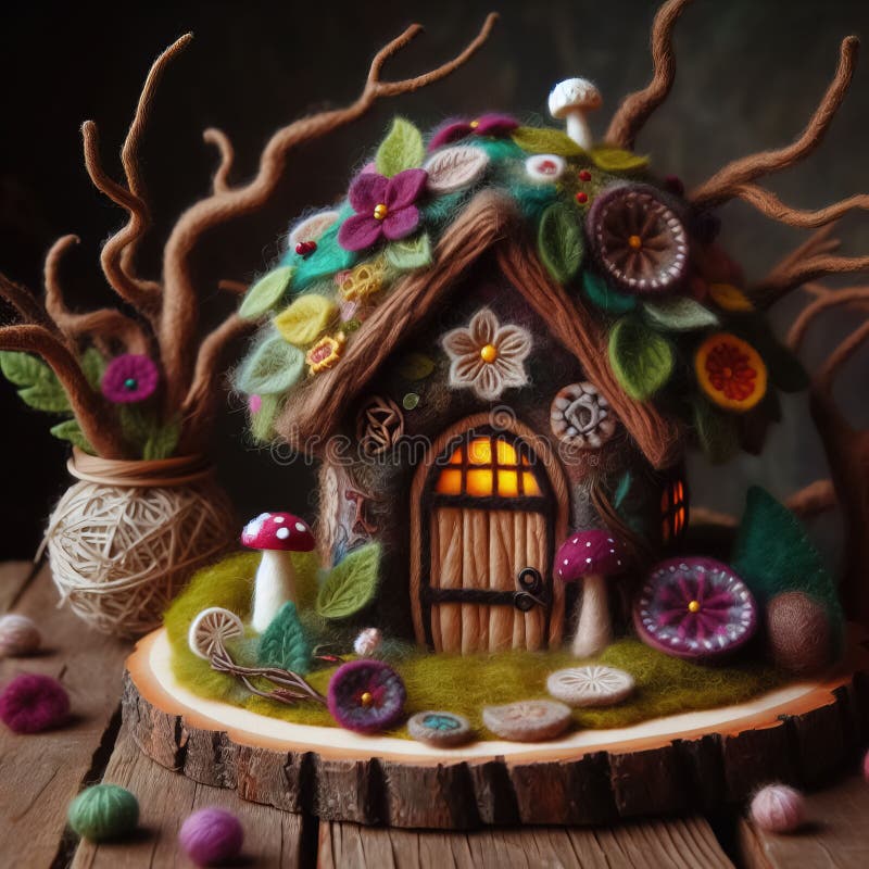 Felt Art Patchwork, Fantasy Home of Tiny Wood Dweller in Forest ...
