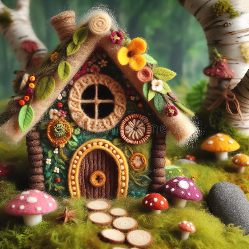 Felt Art Patchwork, Fantasy Home of Tiny Wood Dweller in Forest ...