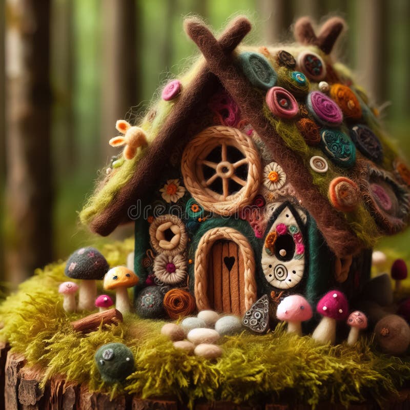 Felt Art Patchwork, Fantasy Home of Tiny Wood Dweller in Forest ...