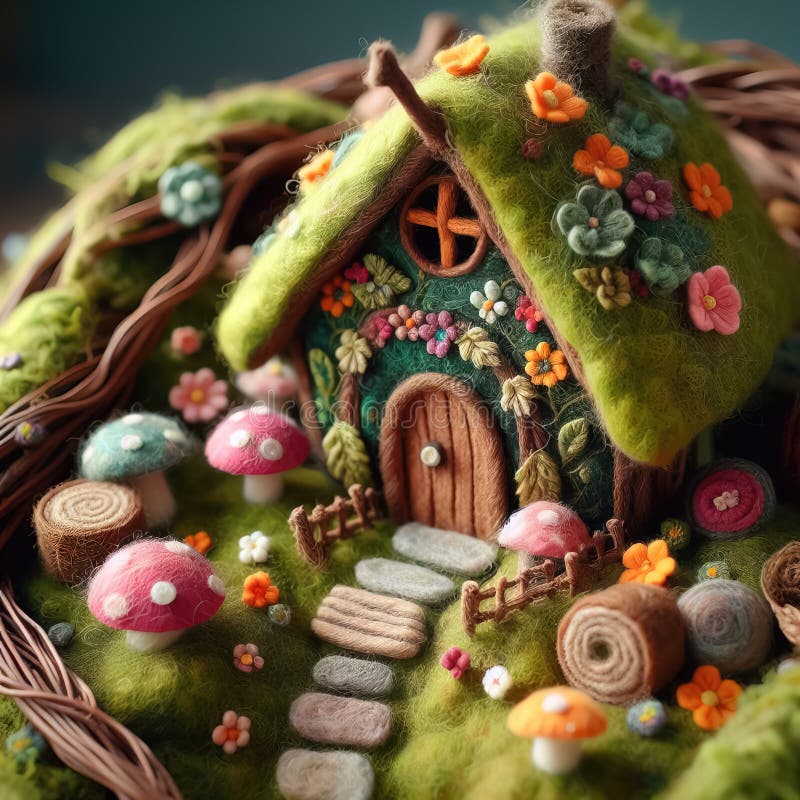 Felt Art Patchwork, Fantasy Home of Tiny Wood Dweller in Forest ...