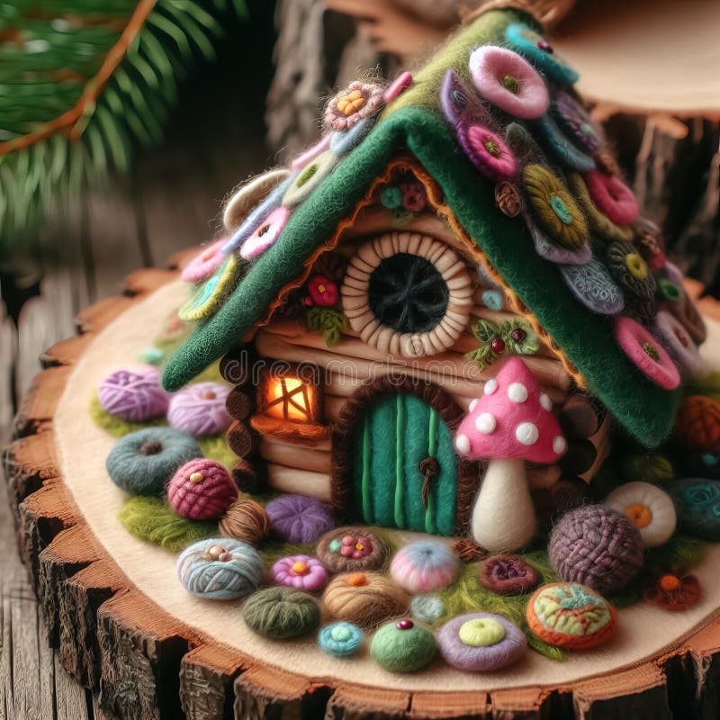 Felt Art Patchwork, Fantasy Home of Tiny Wood Dweller in Forest ...