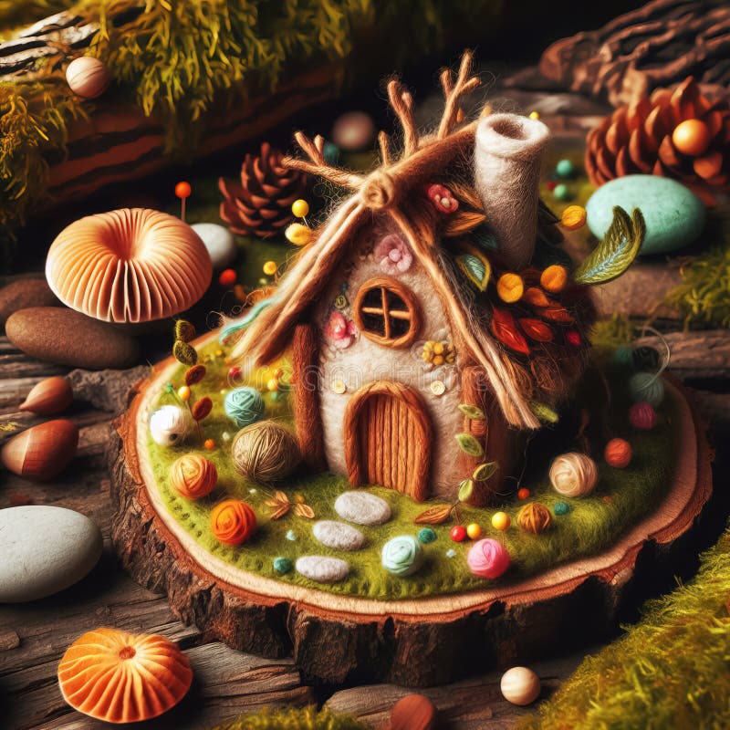 Felt Art Patchwork, Fantasy Home of Tiny Wood Dweller in Forest ...