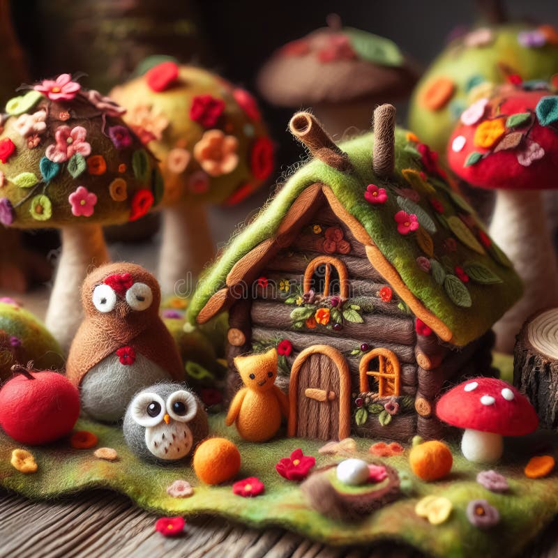 Felt Art Patchwork, Fantasy Home of Tiny Wood Dweller in Forest ...