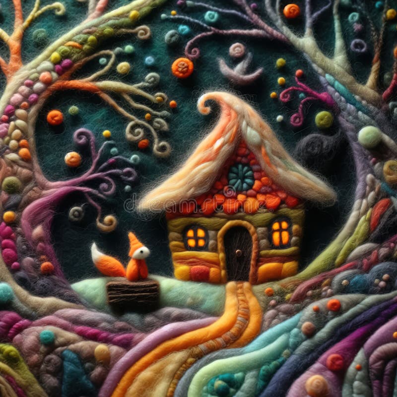Felt Art Patchwork, Fantasy Home of Tiny Wood Dweller in Forest ...