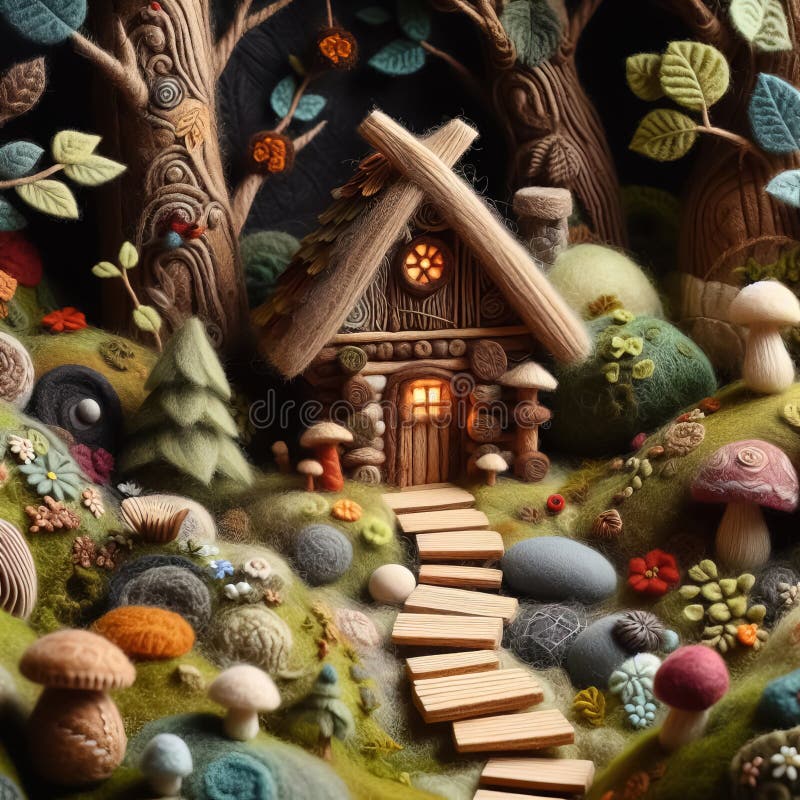Felt Art Patchwork, Fantasy Home of Tiny Wood Dweller in Forest ...