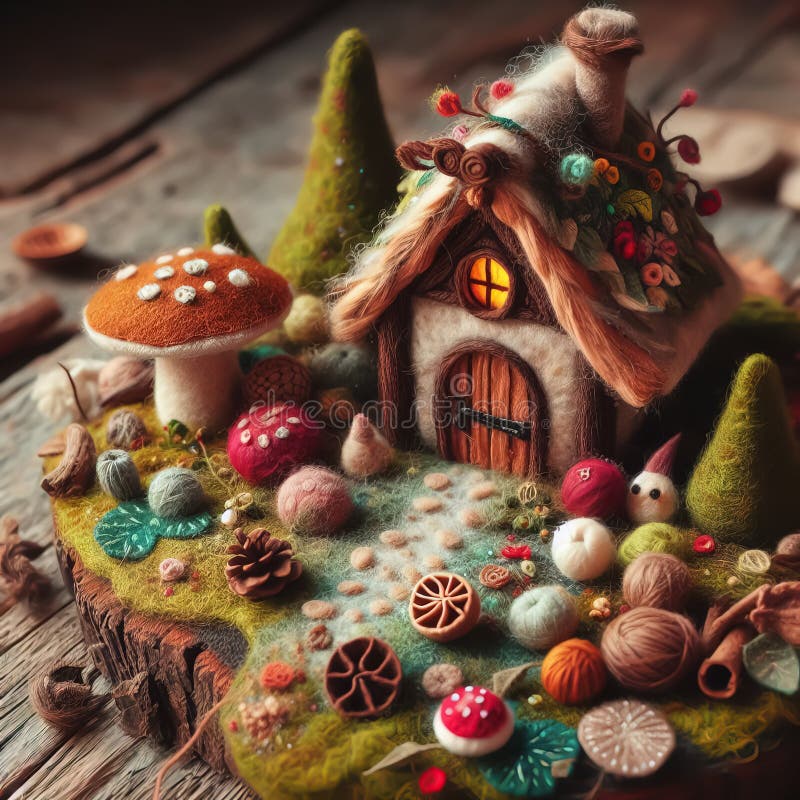 Felt Art Patchwork, Fantasy Home of Tiny Wood Dweller in Forest ...