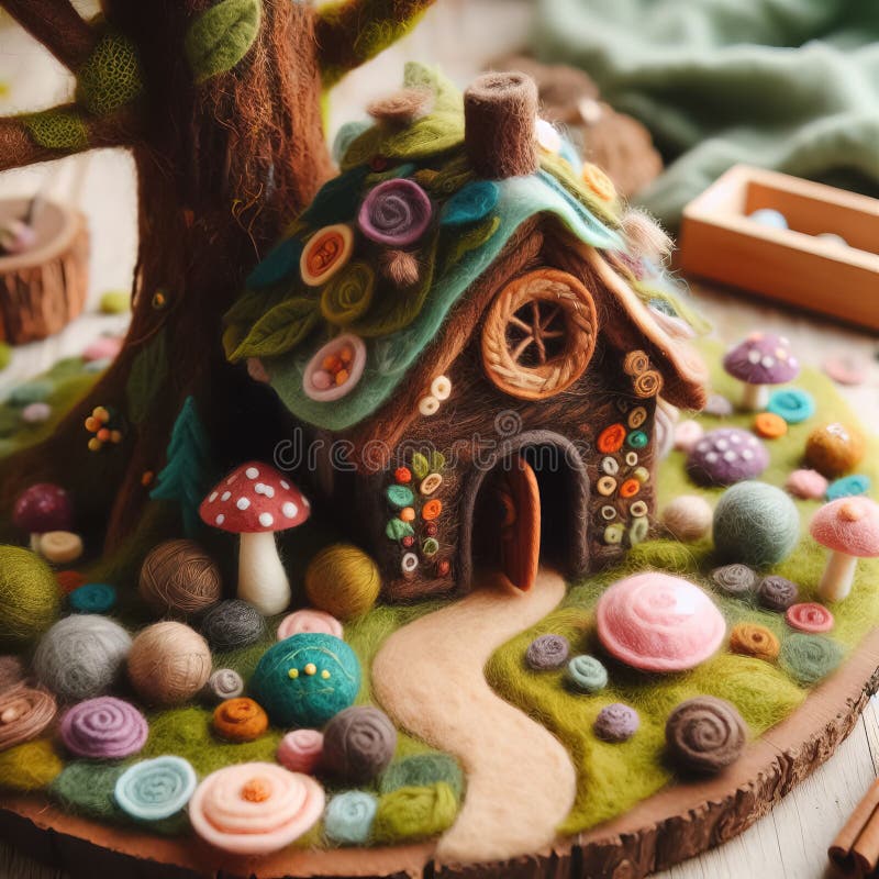 Felt Art Patchwork, Fantasy Home of Tiny Wood Dweller in Forest ...