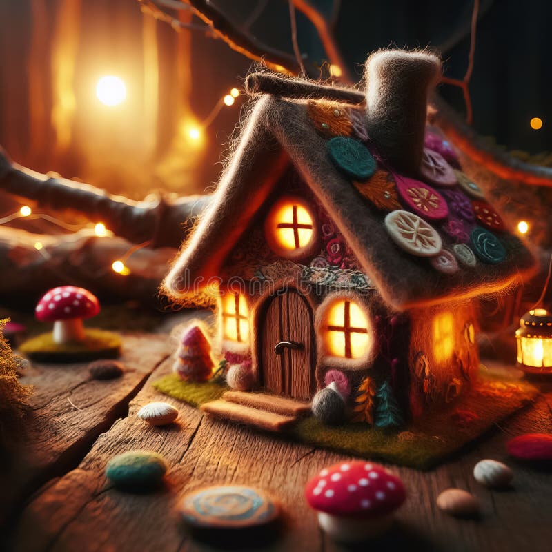 Felt Art Patchwork, Fantasy Home of Tiny Wood Dweller in Forest ...