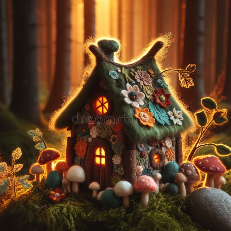 Felt Art Patchwork, Fantasy Home of Tiny Wood Dweller in Forest ...