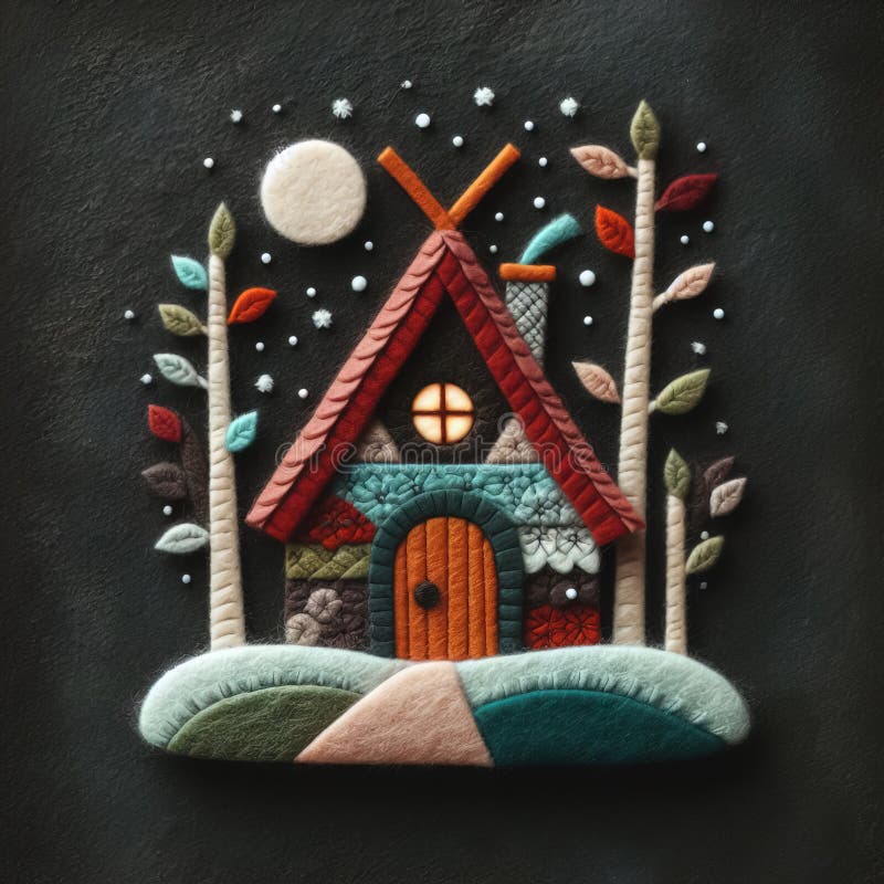 Felt Art Patchwork, Fantasy Home of Tiny Wood Dweller in Forest ...