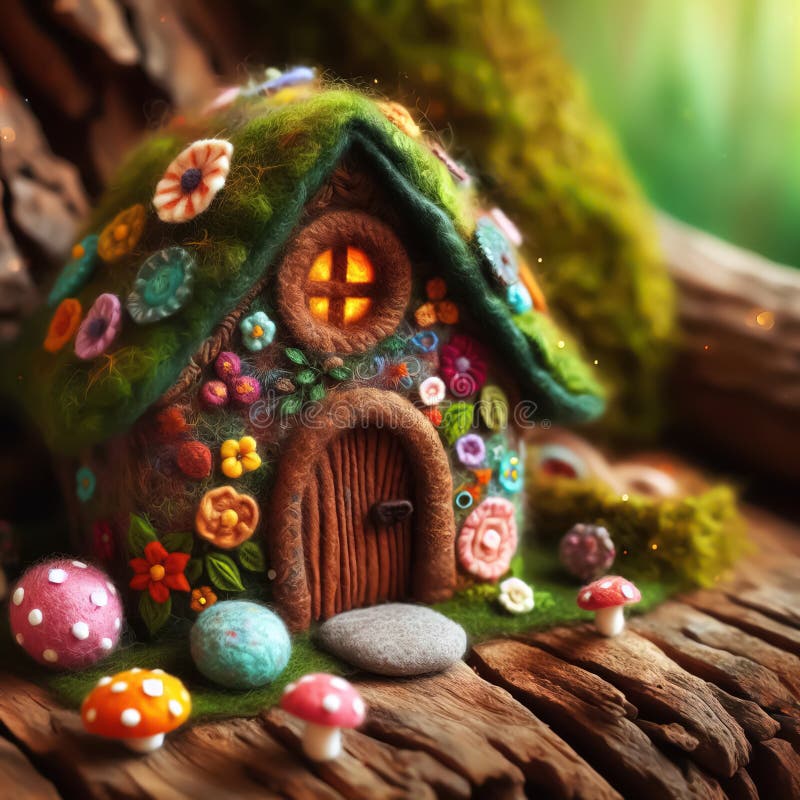 Felt Art Patchwork, Fantasy Home of Tiny Wood Dweller in Forest ...