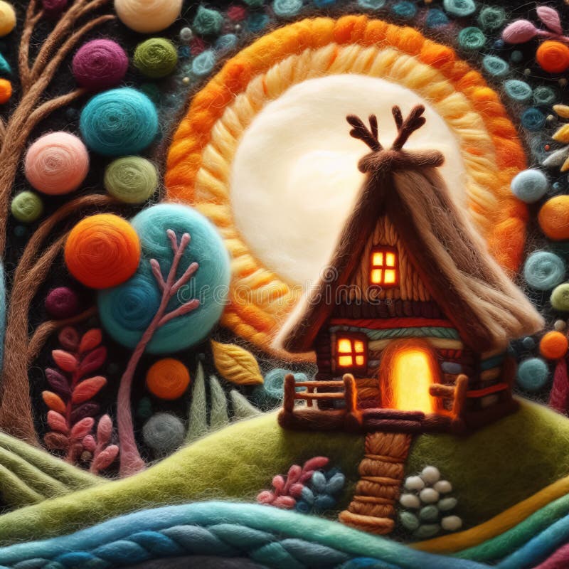 Felt Art Patchwork, Fantasy Home of Tiny Wood Dweller in Forest ...