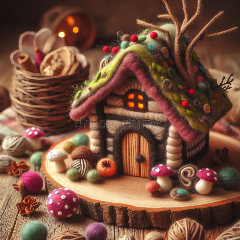 Felt Art Patchwork, Fantasy Home of Tiny Wood Dweller in Forest ...