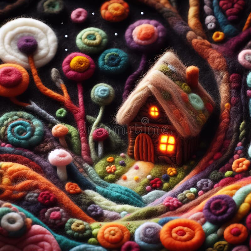 Felt Art Patchwork, Fantasy Home of Tiny Wood Dweller in Forest ...