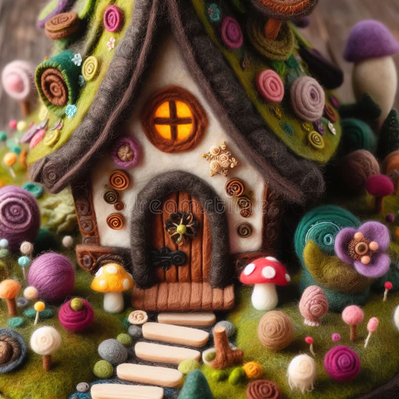 Felt Art Patchwork, Fantasy Home of Tiny Wood Dweller in Forest ...