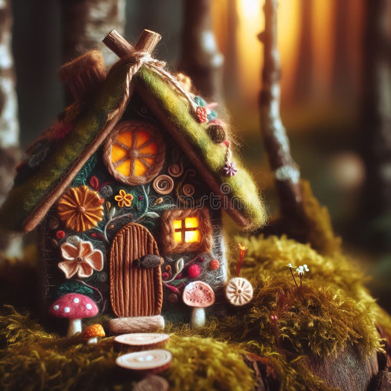 Felt Art Patchwork, Fantasy Home of Tiny Wood Dweller in Forest ...