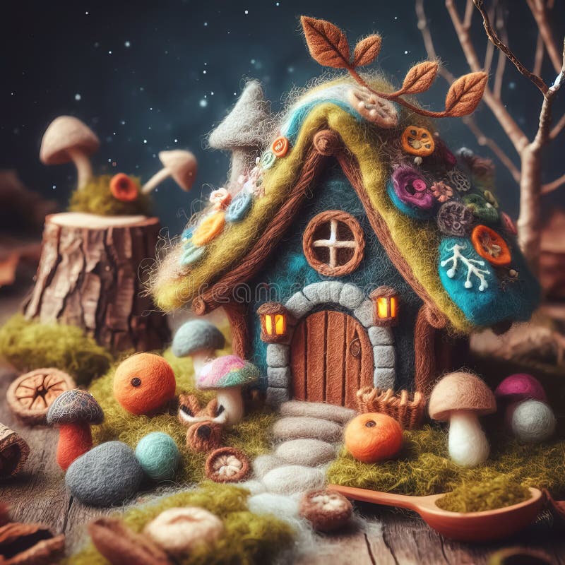 Felt Art Patchwork, Fantasy Home of Tiny Wood Dweller in Forest ...