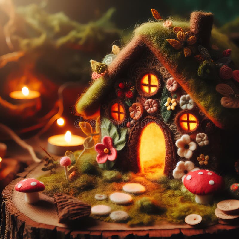 Felt Art Patchwork, Fantasy Home of Tiny Wood Dweller in Forest ...