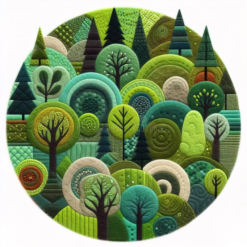 Felt Art Patchwork, Green Environment and Trees, Eco-friendly Design ...