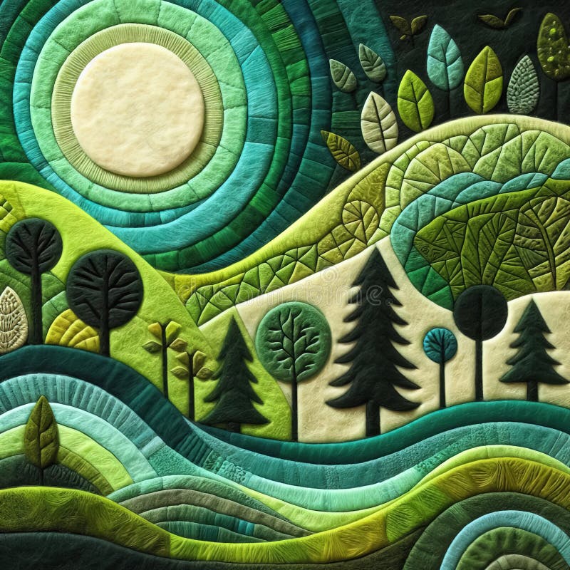 Felt Art Patchwork, Green Environment and Trees, Eco-friendly Design ...