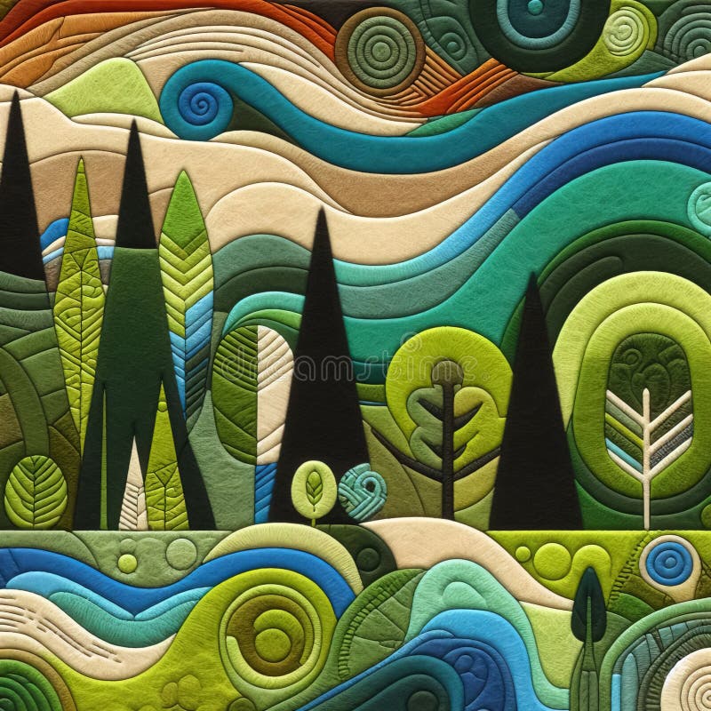 Felt Art Patchwork, Green Environment and Trees, Eco-friendly Design ...