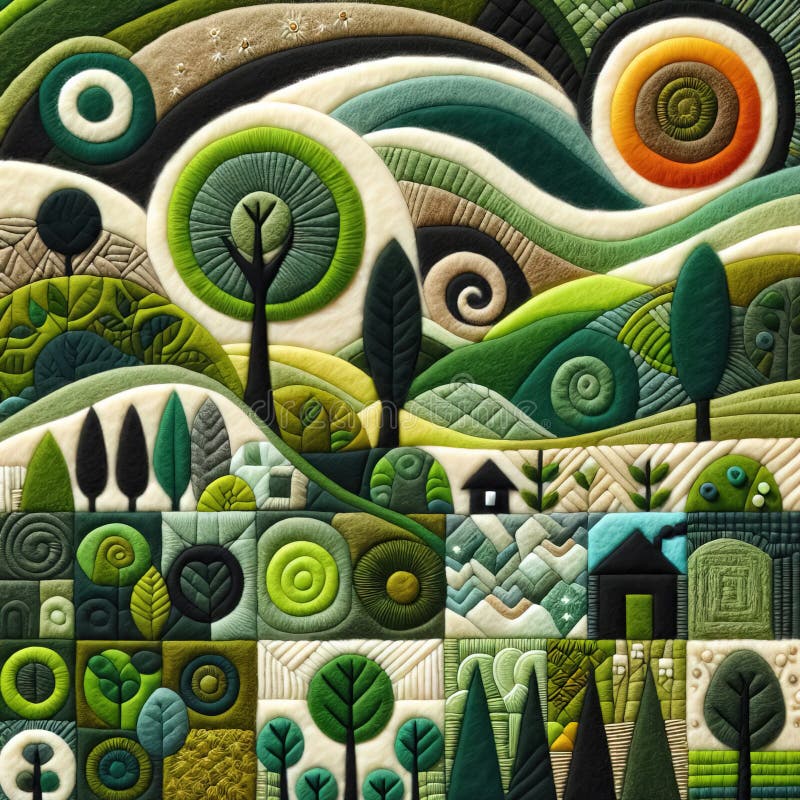 Felt Art Patchwork, Green Environment and Trees, Eco-friendly Design ...