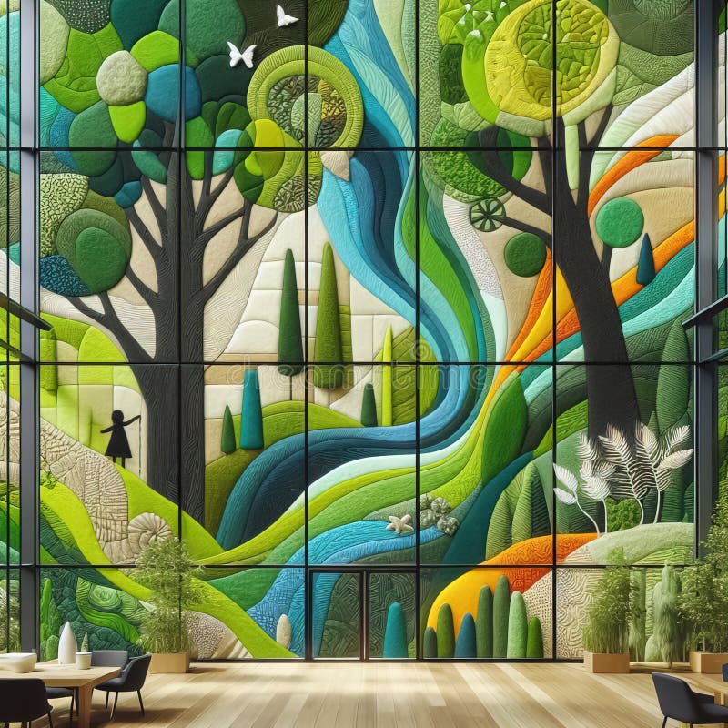 Felt Art Patchwork, Green Environment and Trees, Eco-friendly Design ...