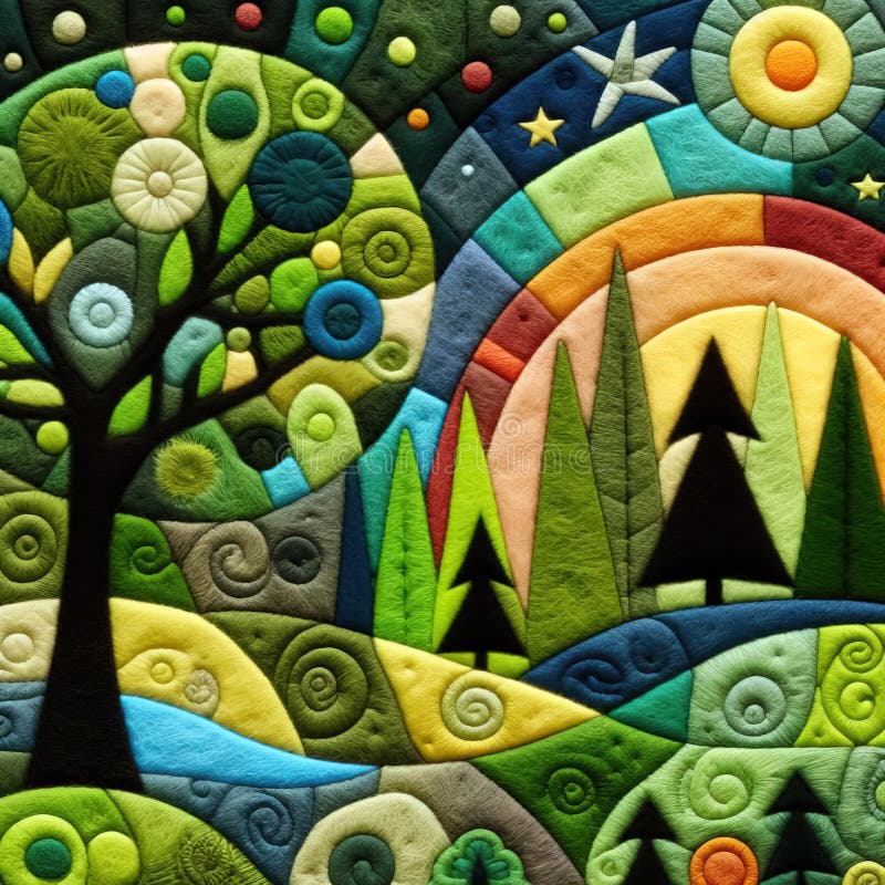 Felt Art Patchwork, Green Environment and Trees, Eco-friendly Design ...