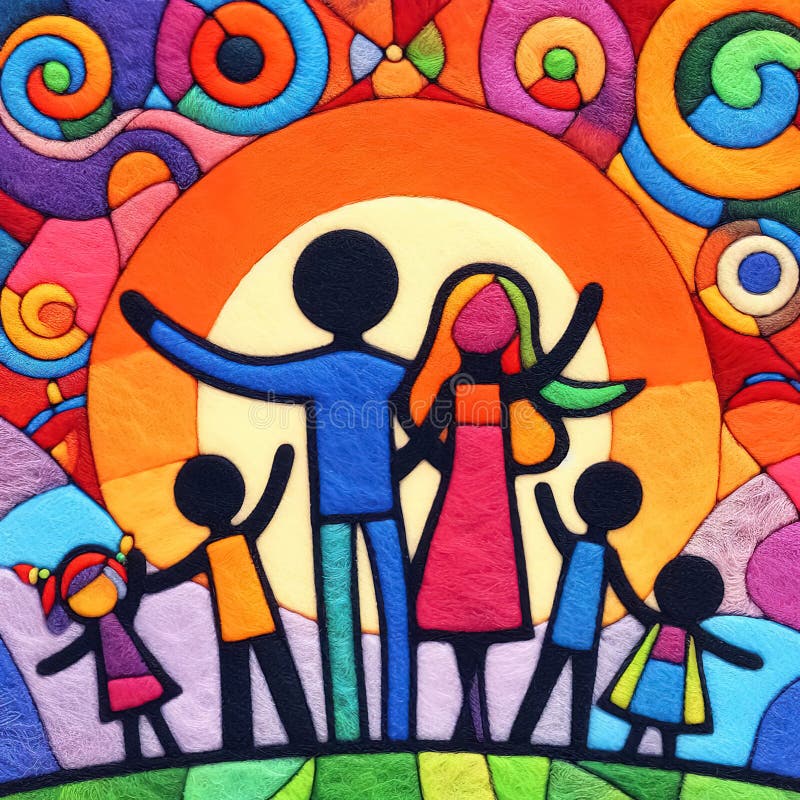 Felt Art Patchwork, Happy Family Concept, Generative AI Stock ...