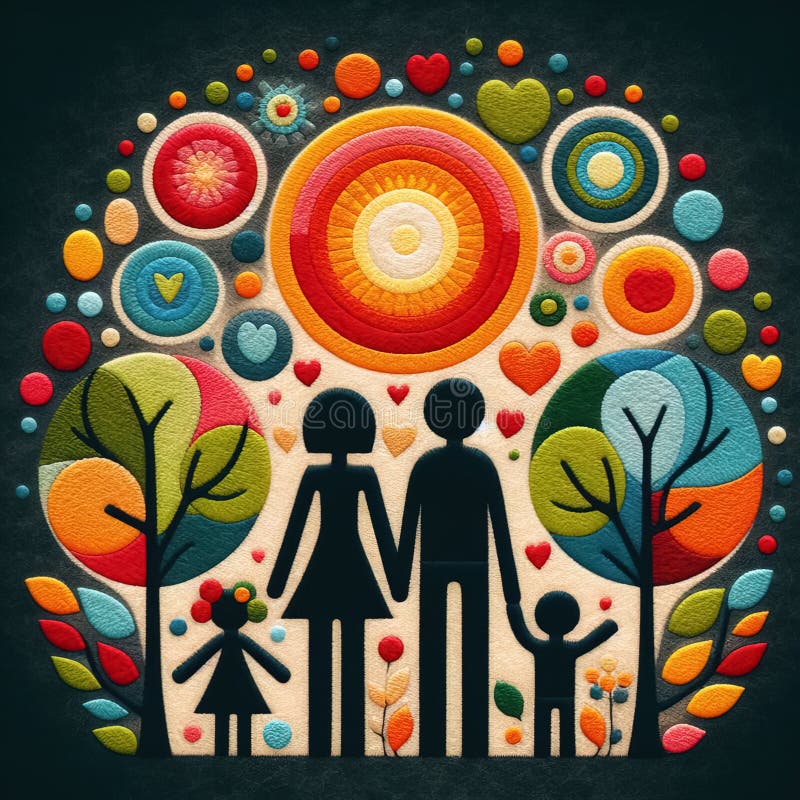 Felt Art Patchwork, Happy Family Concept, Generative AI Stock ...