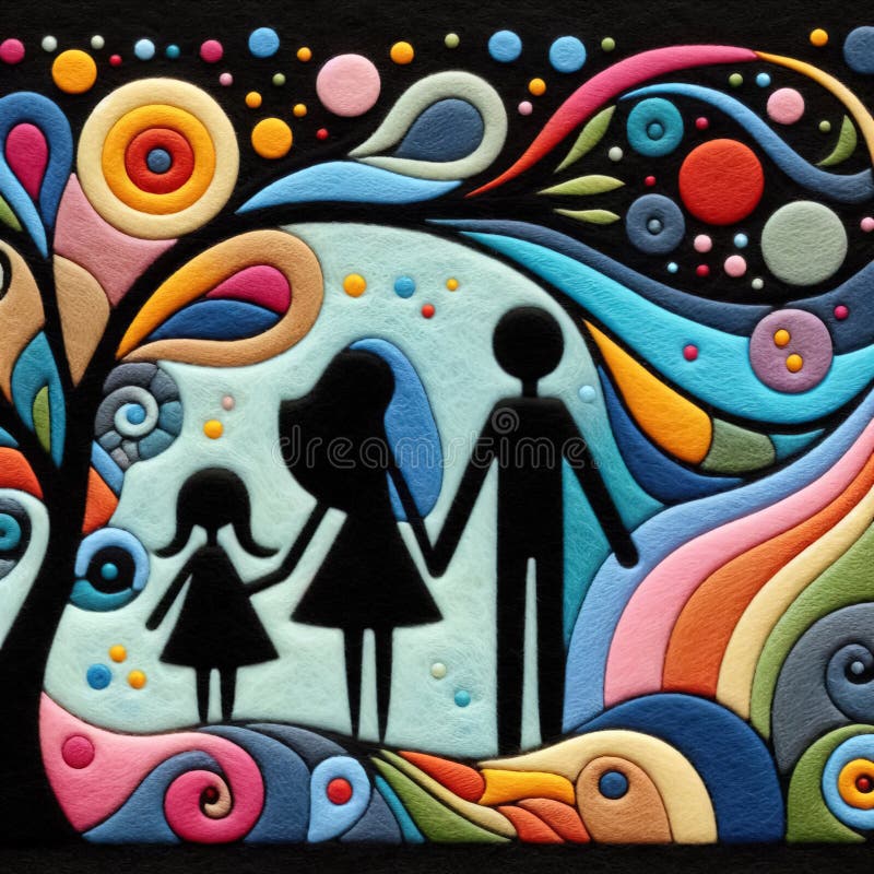 Felt Art Patchwork, Happy Family Concept, Generative AI Stock ...