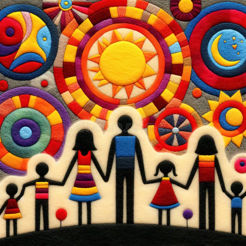 Felt Art Patchwork, Happy Family Concept, Generative AI Stock ...