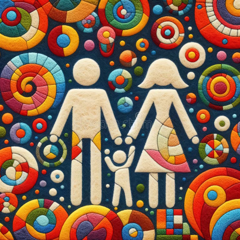 Felt Art Patchwork, Happy Family Concept, Generative AI Stock ...