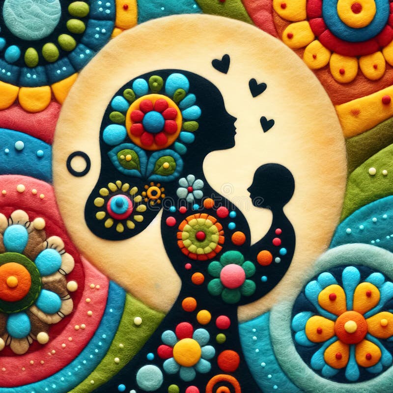 Felt Art Patchwork, Mother S Day Concept, Generative AI Stock ...