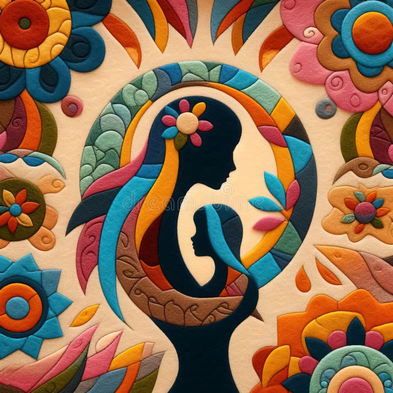 Felt Art Patchwork, Mother S Day Concept, Generative AI Stock ...