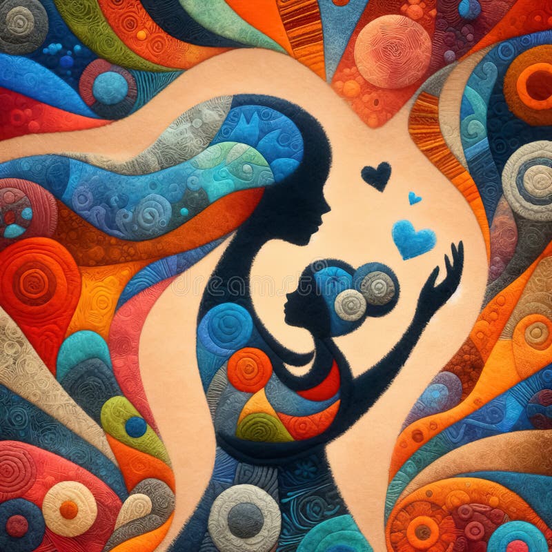 Felt Art Patchwork, Mother S Day Concept, Generative AI Stock ...