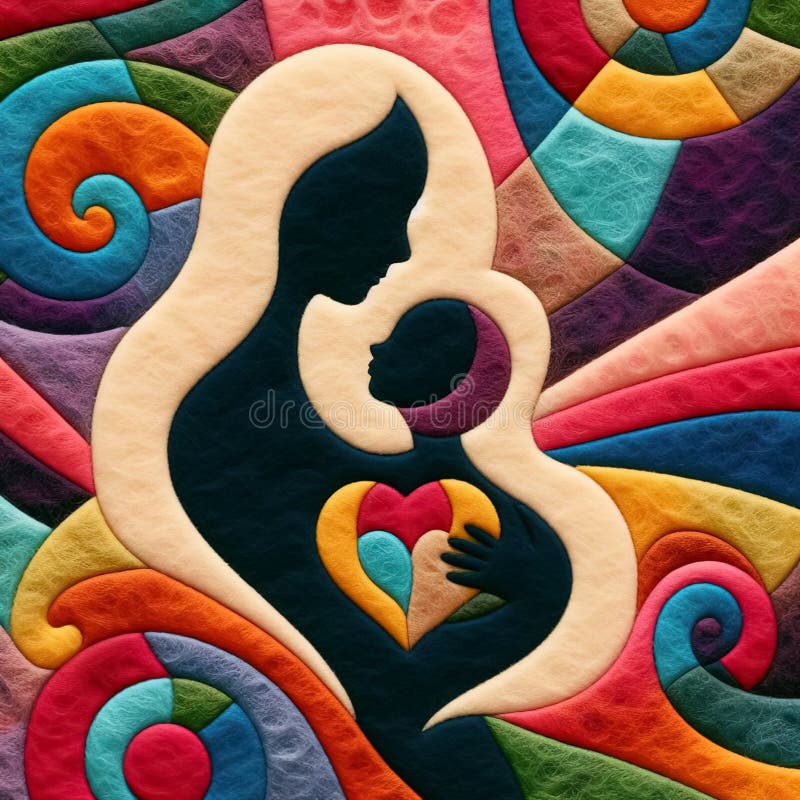 Felt Art Patchwork, Mother S Day Concept, Generative AI Stock ...