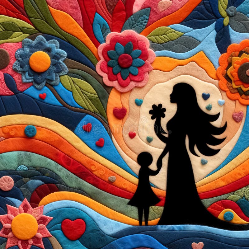 Felt Art Patchwork, Mother S Day Concept, Generative AI Stock ...