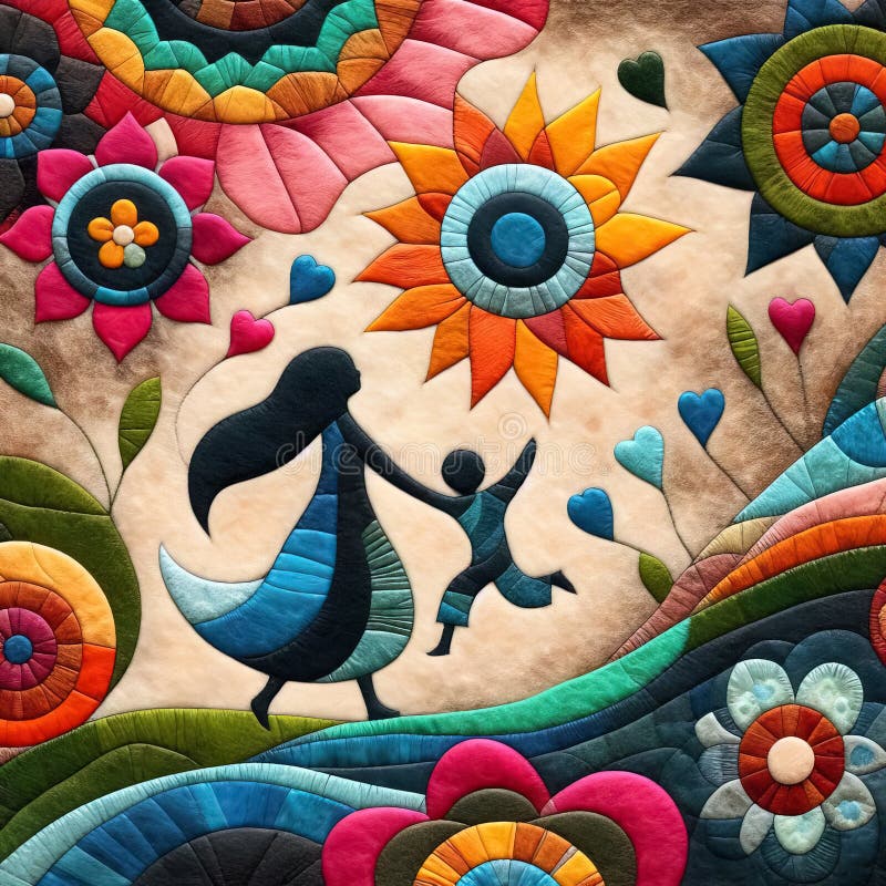 Felt Art Patchwork, Mother S Day Concept, Generative AI Stock ...