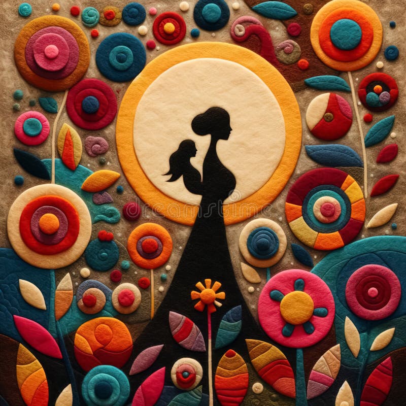 Felt Art Patchwork, Mother S Day Concept, Generative AI Stock ...