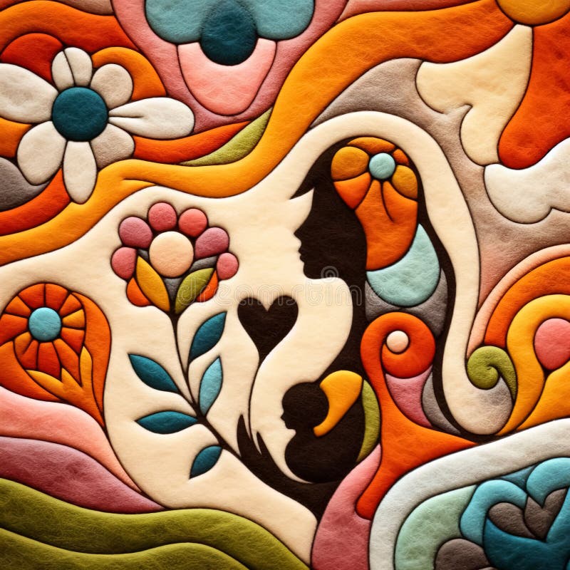 Felt Art Patchwork, Mother S Day Concept, Generative AI Stock ...