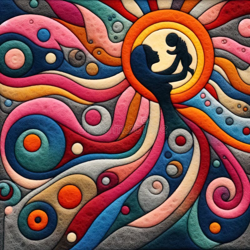 Felt Art Patchwork, Mother S Day Concept, Generative AI Stock ...