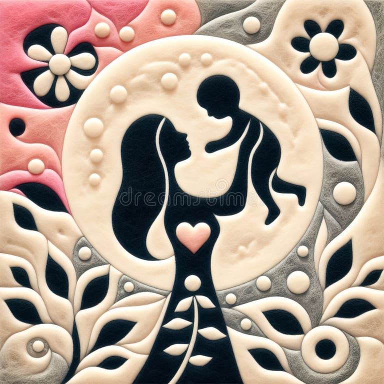 Felt Art Patchwork, Mother S Day Concept, Generative AI Stock ...